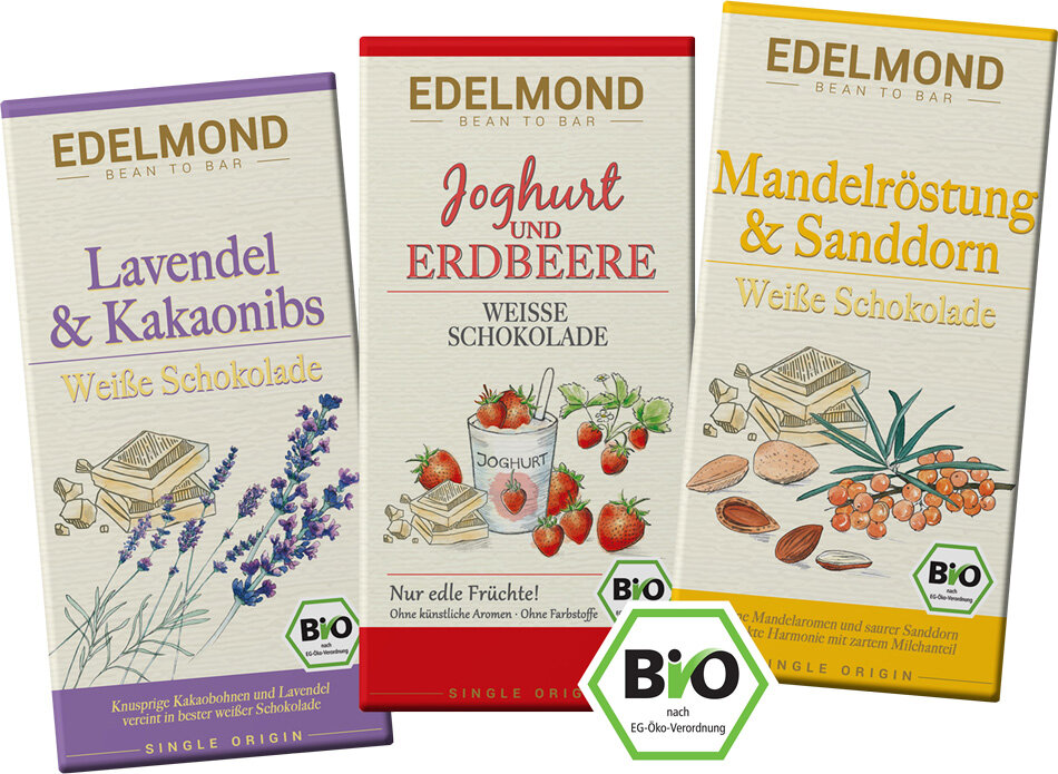 Bio klassische Weiße Schokolade, reiner Geschmack - Edelmond Chocolat ...